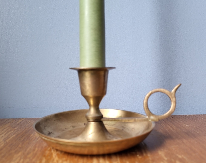Brass Chamber Candlestick Holder With Handle, Vintage Metal Candle ...