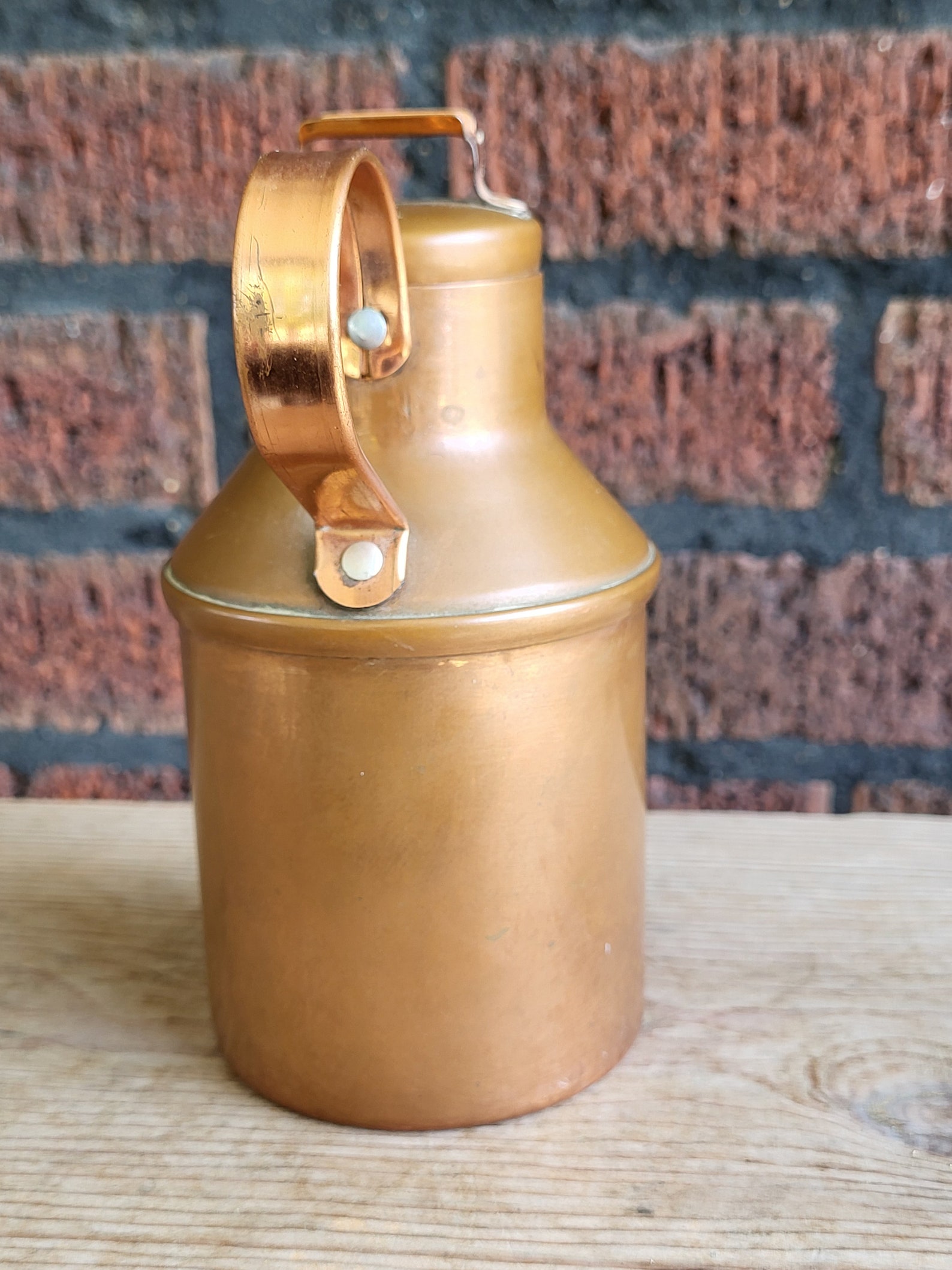 Small Copper Jug Primitive Home Decor 14 Ounces Removable Lid Handle ...