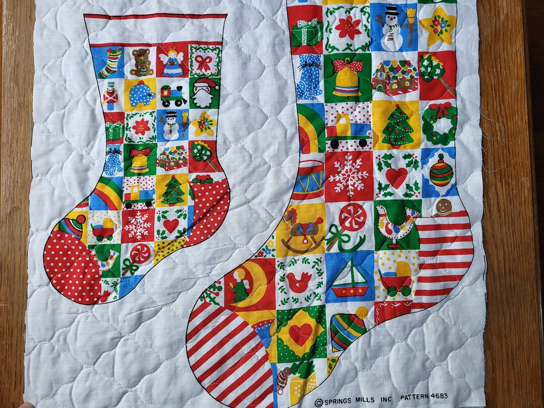 Easy DIY Vintage Stocking Preprinted, Quilted Fabric With 2 Sizes of ...