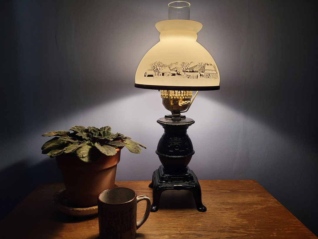 Potbelly Stove Lamp Currier & Ives Homestead in Winter Milk - Etsy