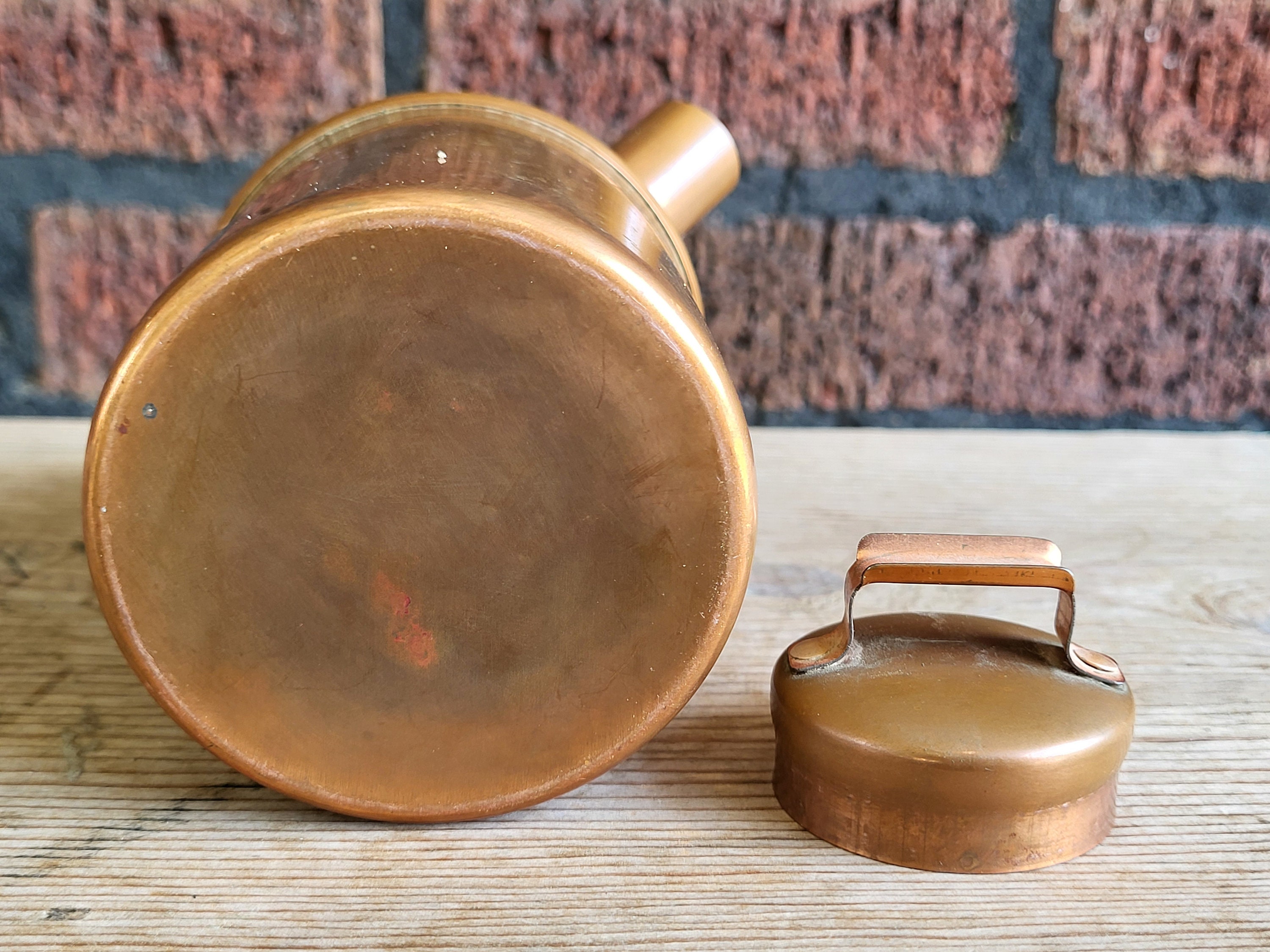 Small Copper Jug Primitive Home Decor 14 Ounces Removable Lid Handle ...