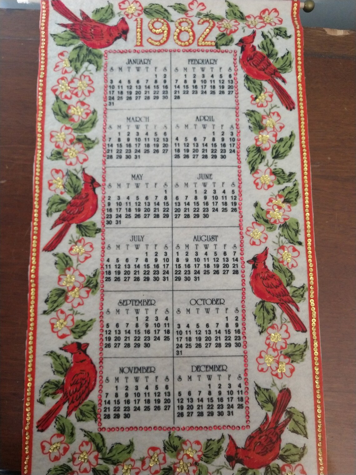 Choice 1980's Sequined Wall Calendars Hand Stitched - Etsy