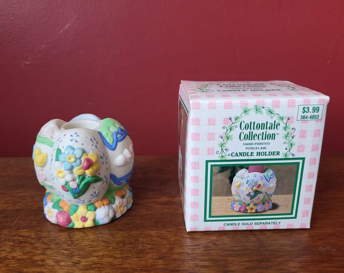 Easter Egg Candleholder Painted Porcelain Easter Village Whimsical ...