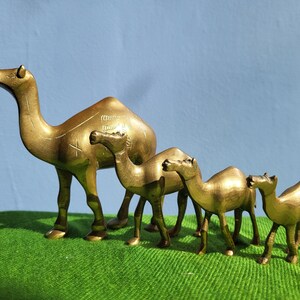 Brass Camels Cast Metal Figurines Miniature Camel Family, Brass ...