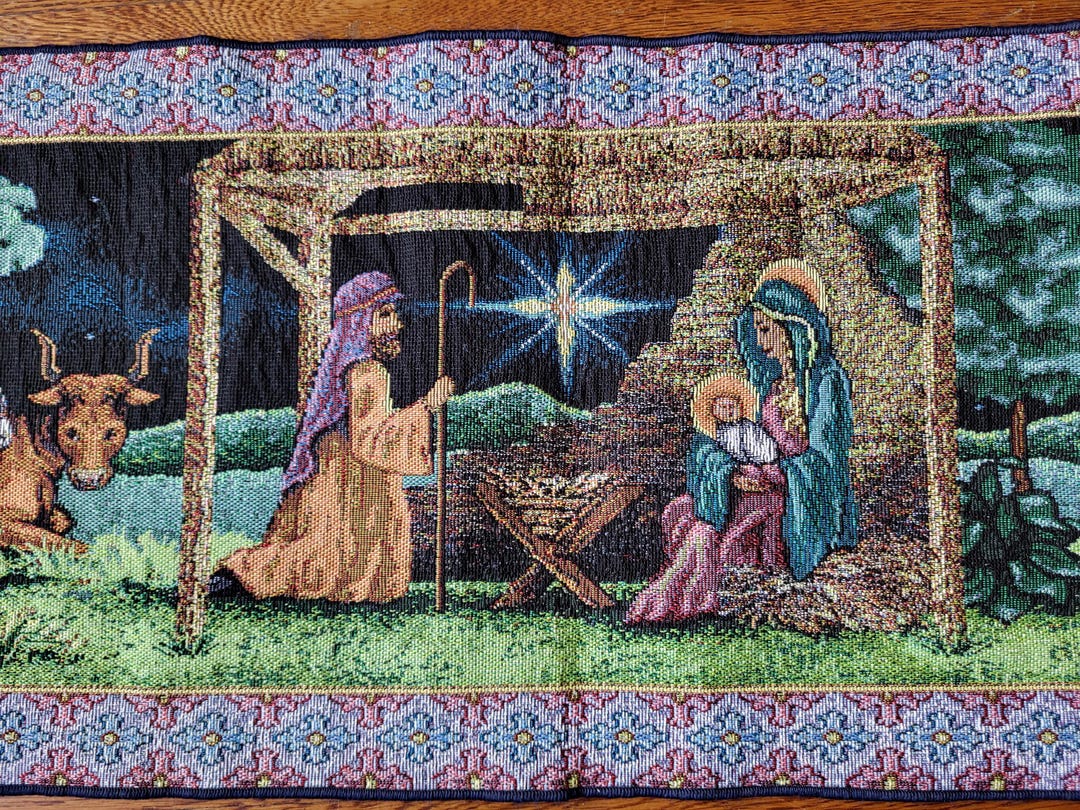 Woven Nativity Scene Tapestry Table Runner - 72 Inches - Etsy