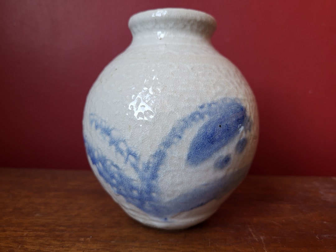Kimmswick Pottery Missouri USA Vintage Salt Glaze Vase Blue and Light ...