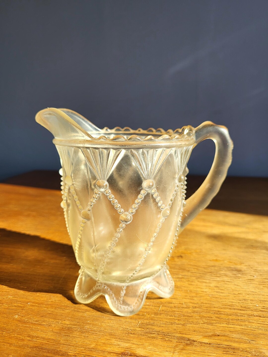 EAPG Creamer Cord Drapery Indiana Glass 1899 to 1903 Bead and Fan ...