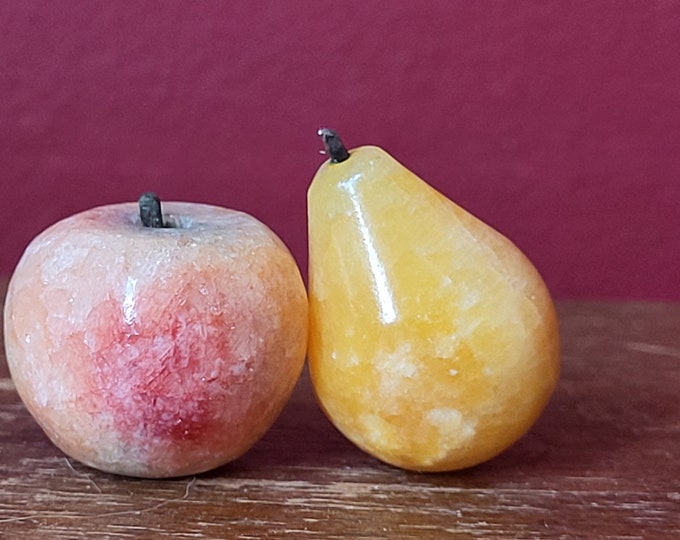 Miniature Marble Pear and Apple Solid Stone Fruit, Made From Alabaster ...