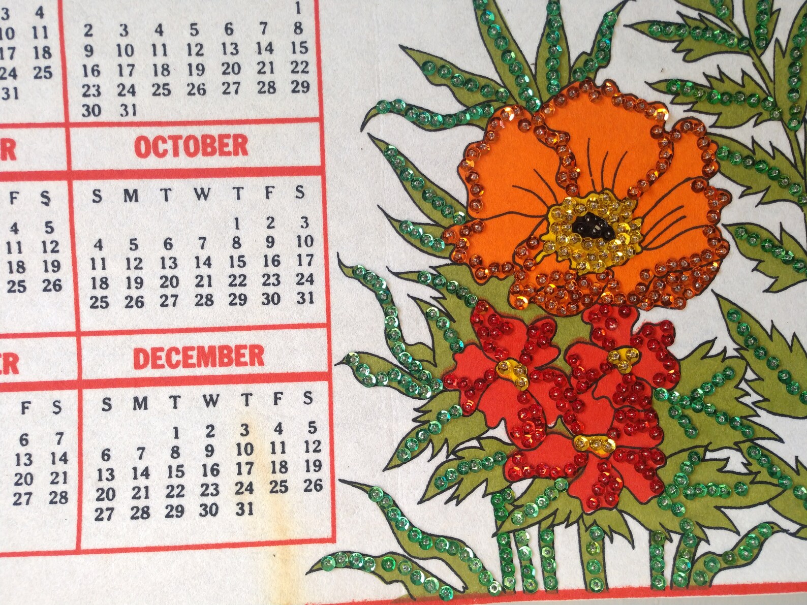 Choice 1980's Sequined Wall Calendars Hand Stitched - Etsy