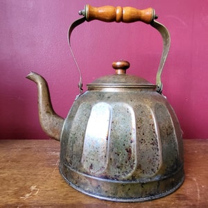 Solid Brass Tea Kettle With Wooden Handle and Knob - Etsy