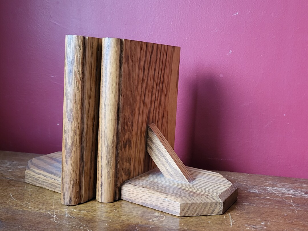 Vintage Solid Oak Book Shaped Bookends Nativewood Genuine Ozark Grown ...