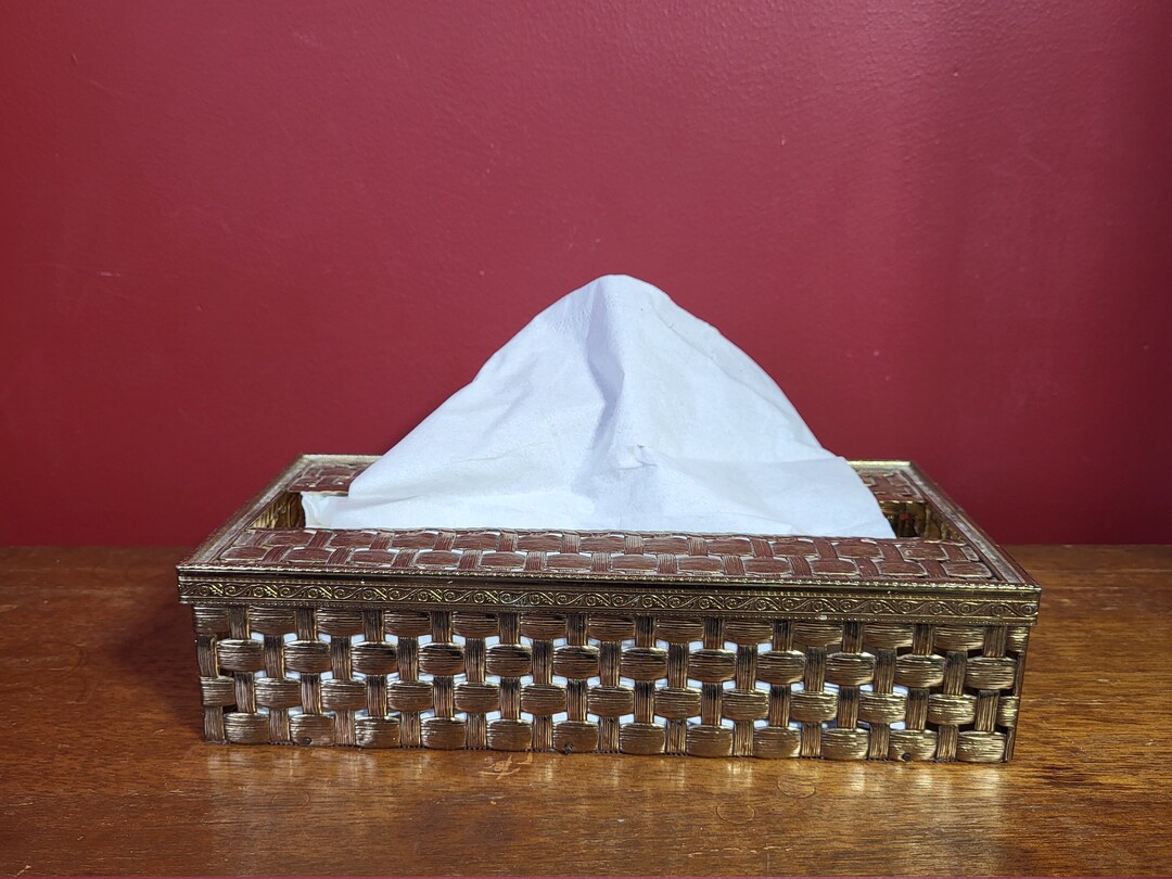 Brass Basketweave Tissue Box Cover 2 Pieces - Etsy