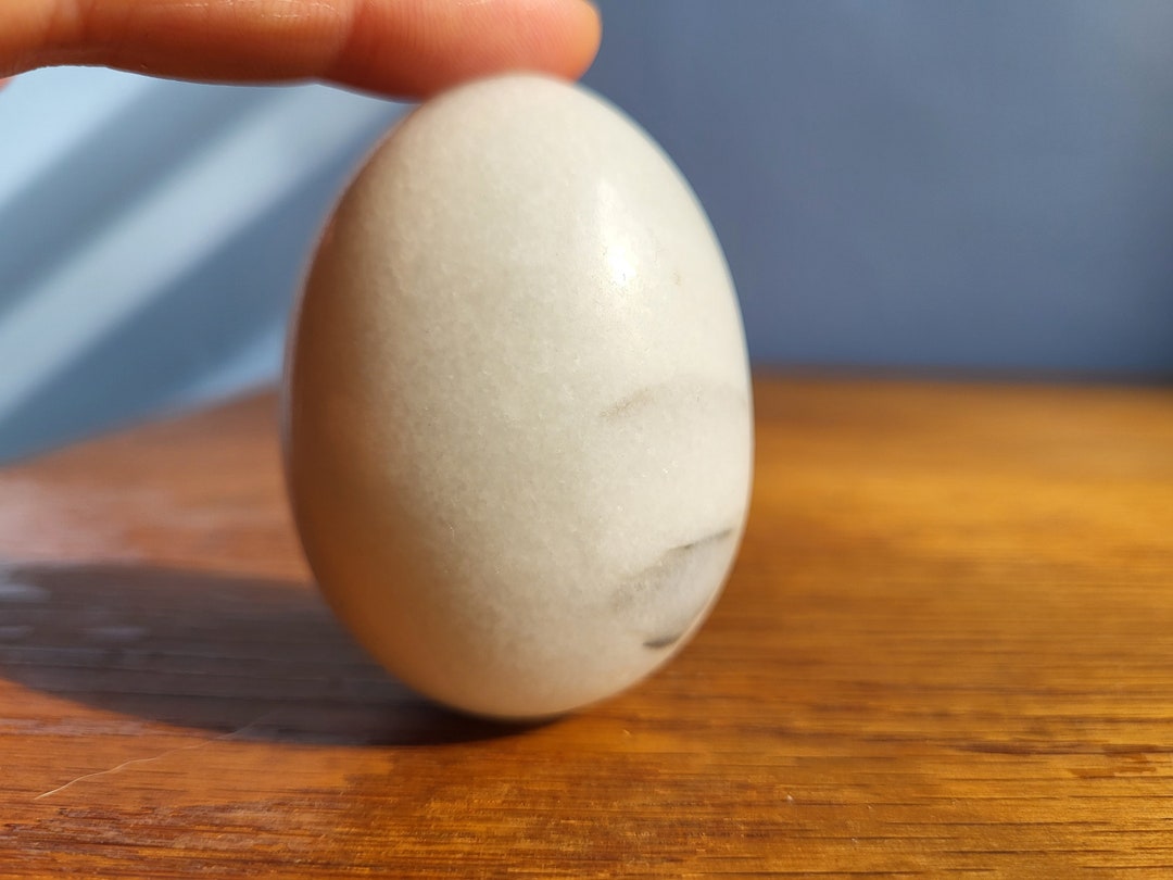 White Stone Egg Hand Carved White Marble Solid Natural Rock Egg ...