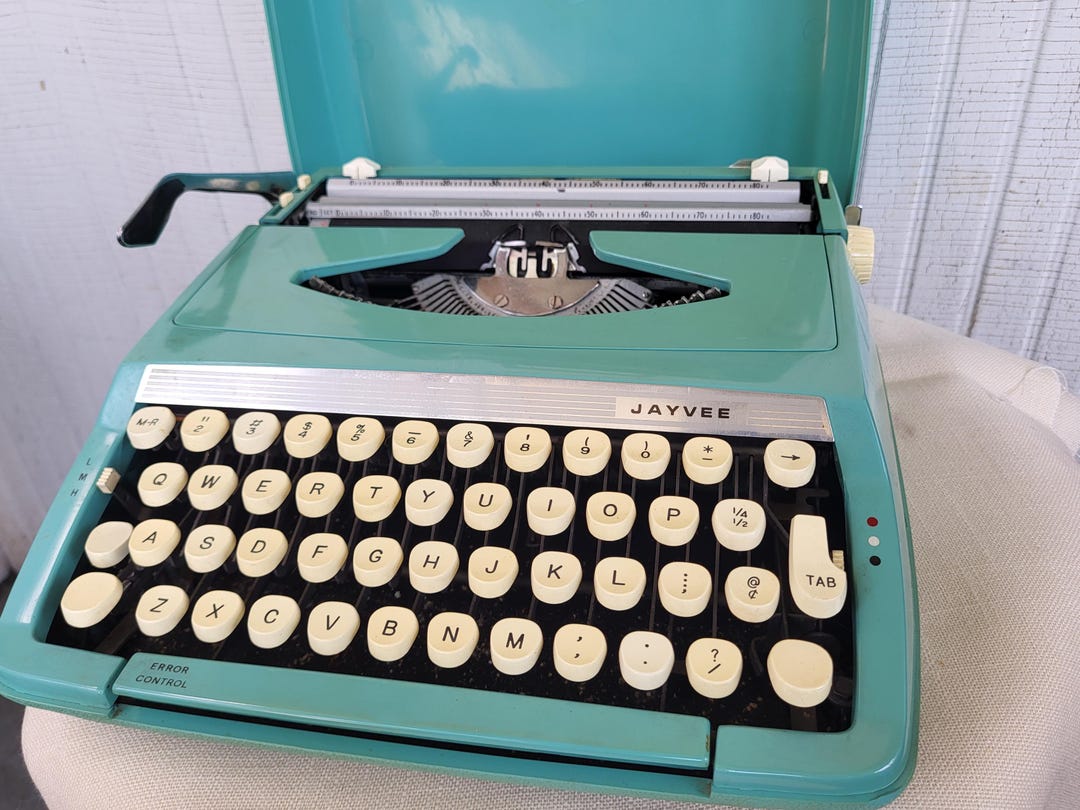 Mid Century Turquoise Jayvee Typewriter With Lid Aqua Turquoise Made in ...