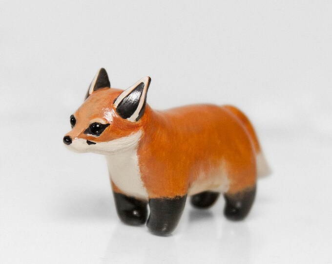 Fox Figurine OOAK Handmade Polymer Clay Animal Totem - Etsy