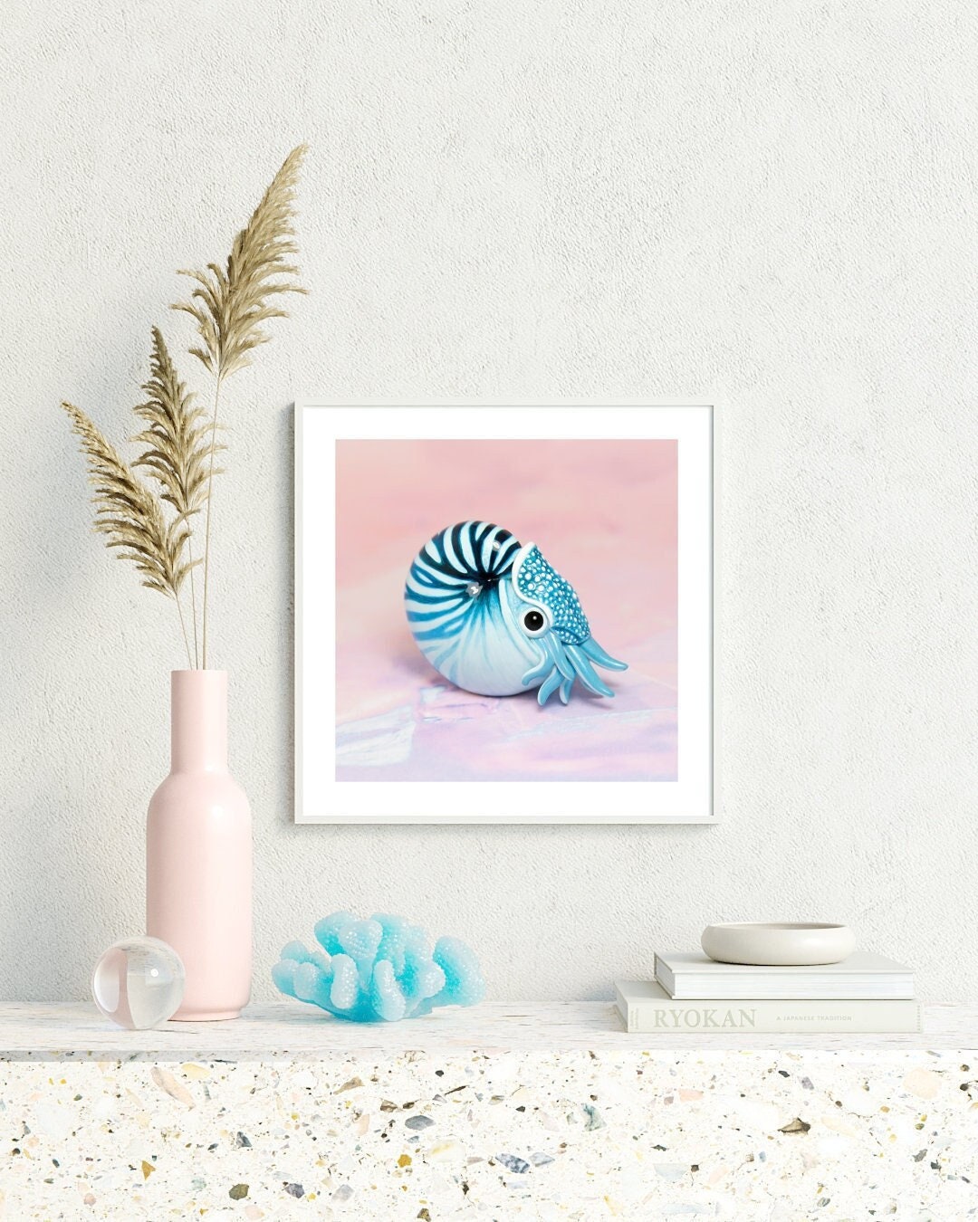 Nautilus Print, Pink Nautilus Art Print, Home Decor, Blush Pink Wall ...