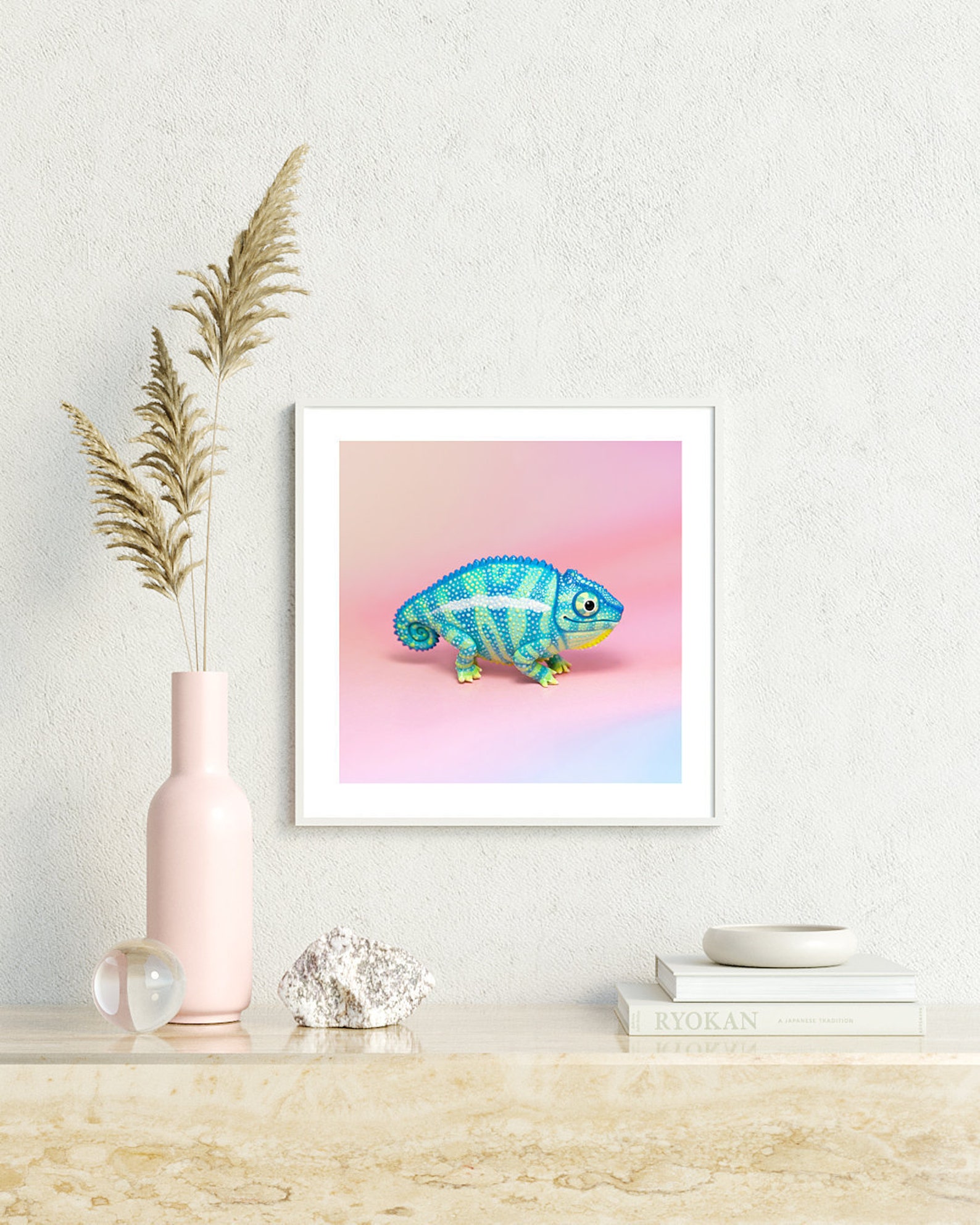 Animal Fine Art Print "chameleon" Square Size 16"x16" Inch 40x40 Cm ...