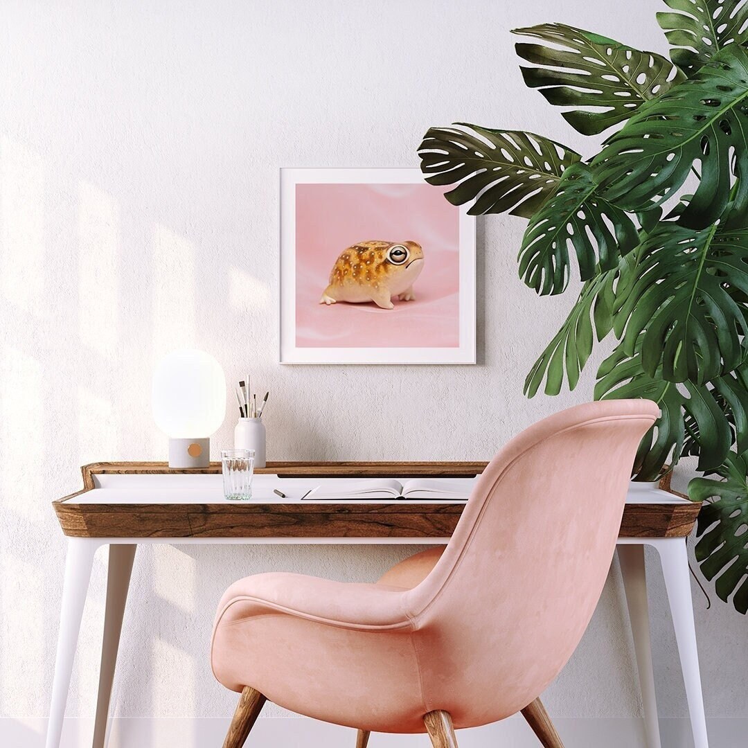 Rain Frog Print, Grumpy Frog Poster, Animal Fine Art Print, Square Size ...