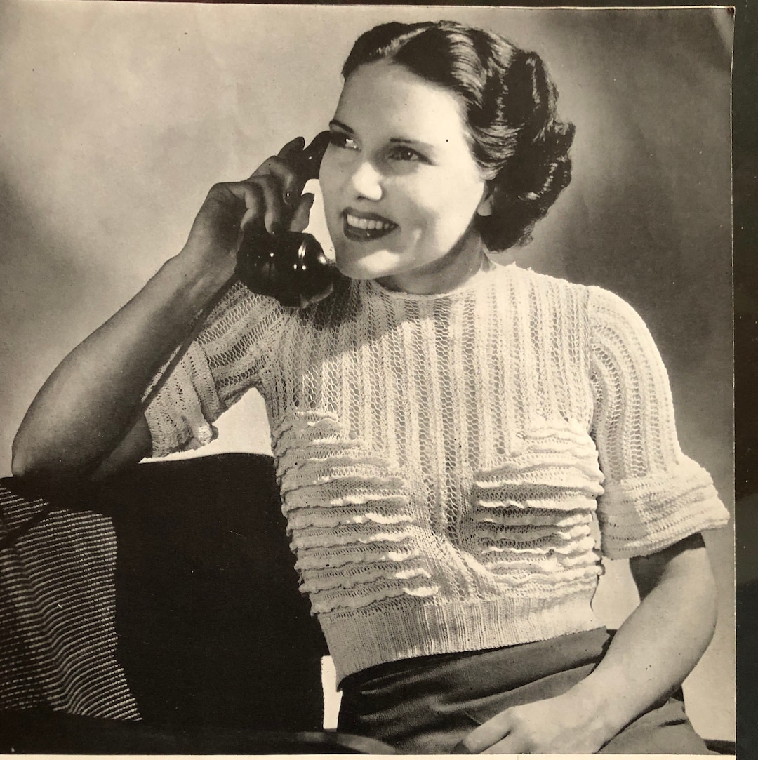 Flirty Little 1930s Knit Top. PDF Pattern. 1930s Vintage 1930sstyle 1930s Fashion 1930s Knitting ...