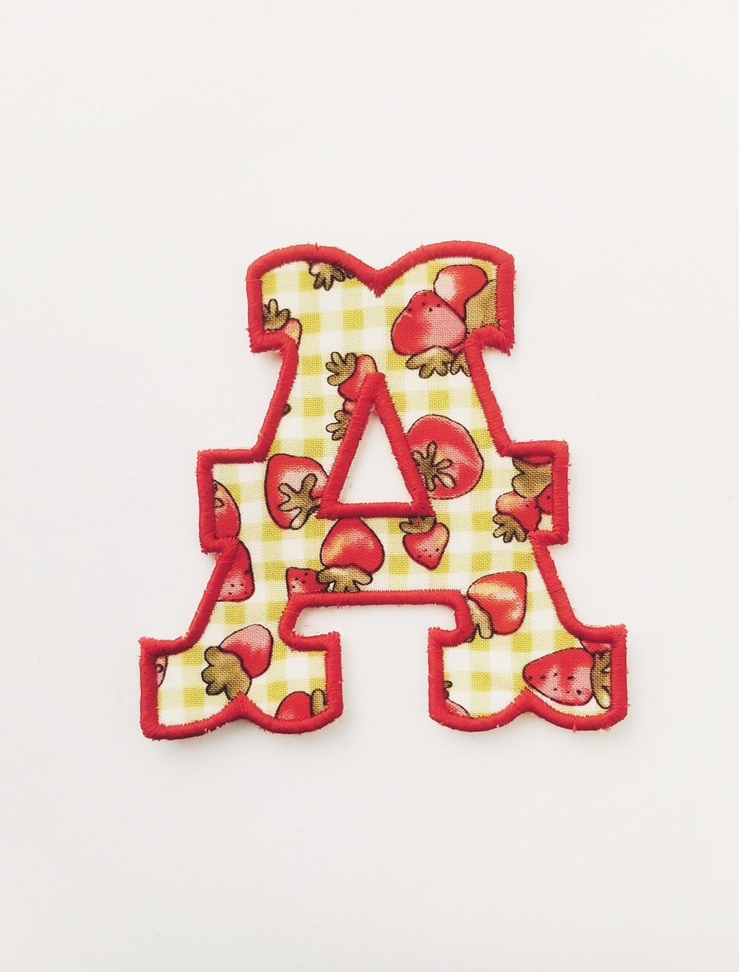 Strawberry Gingham Letter, Patch! - Etsy