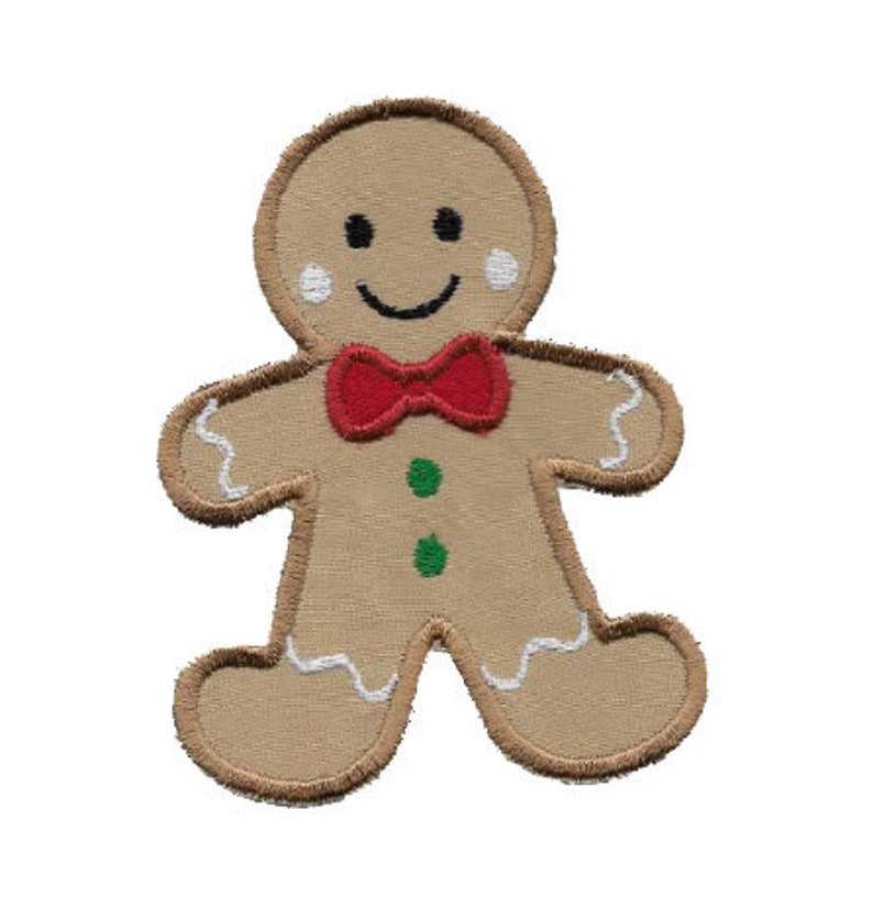 Gingerbread Man Bowtie Christmas Cookie Patch Custom Made - Etsy