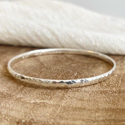 Sterling Silver Handmade Hammered Cuff Bangle 925 Hammered - Etsy