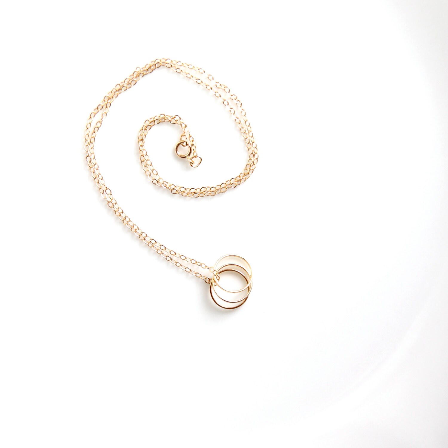 TRIO gold/silver Three Ring Necklace. Faith Hope Love. - Etsy