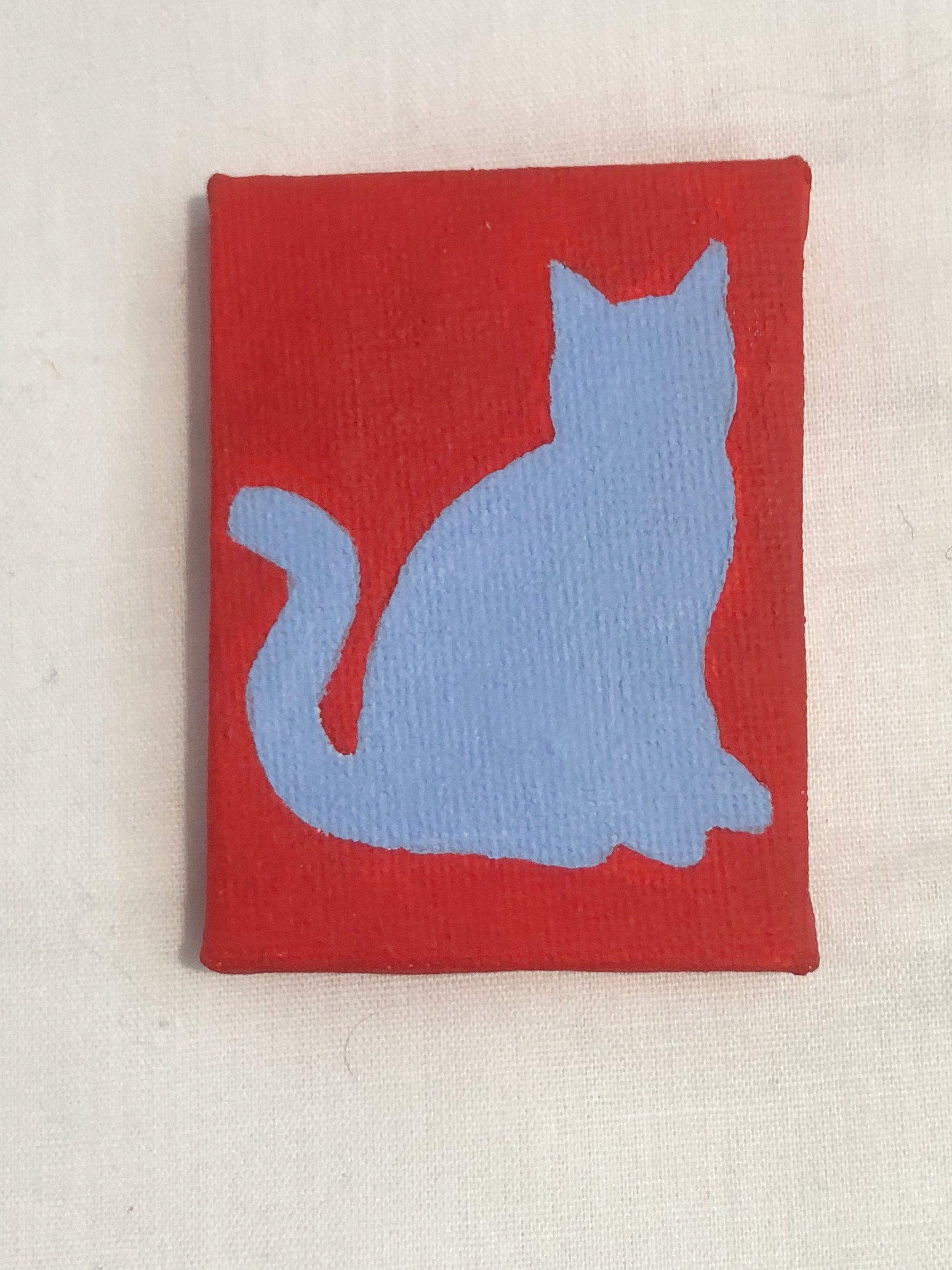 Original Small Space Painting, Small Cat Painting - Etsy