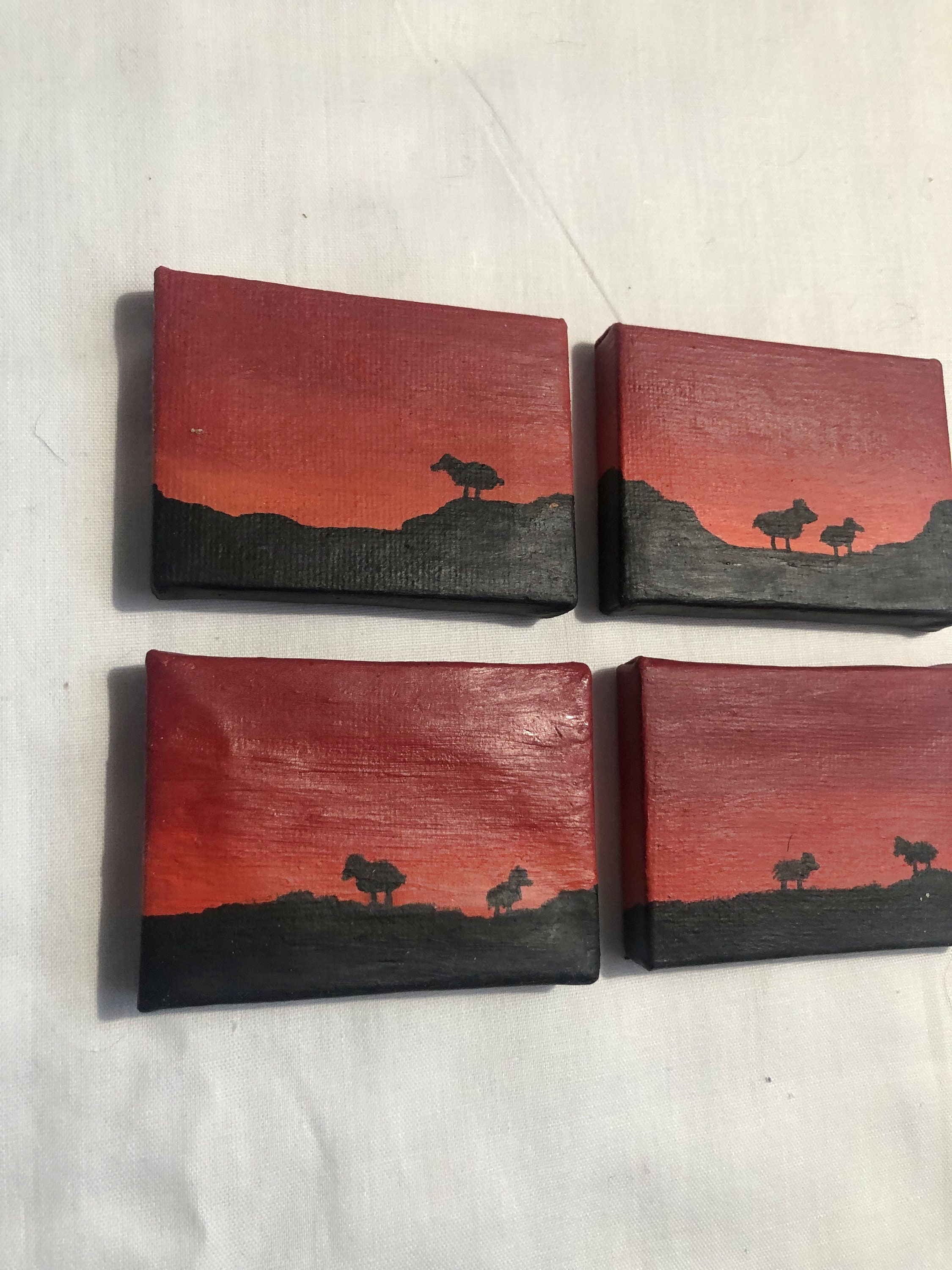 Mini Acrylic Painting, Mini Sunset Painting - Etsy