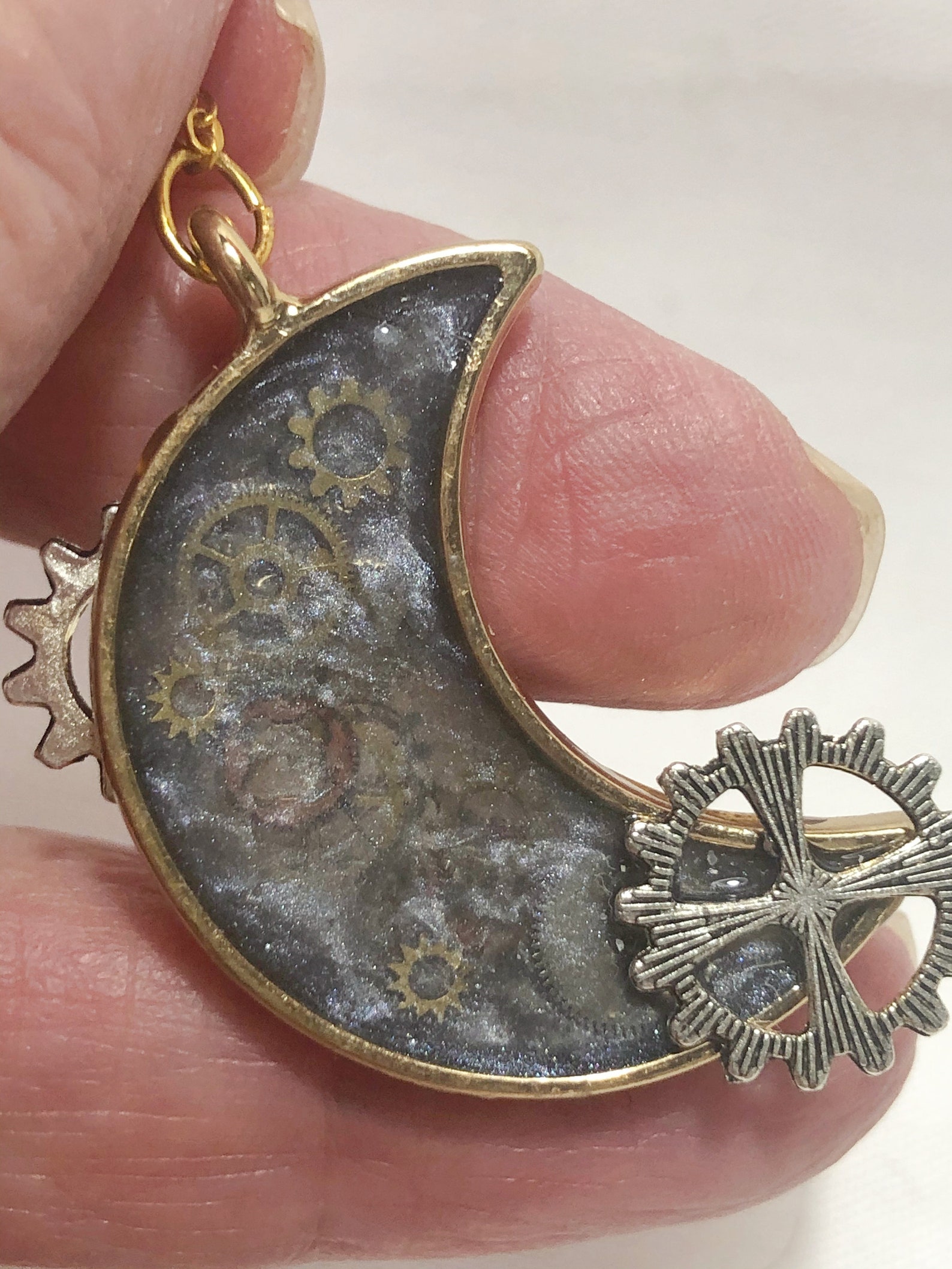 Pendant Unique Jewellery Resin Moon Pendant - Etsy