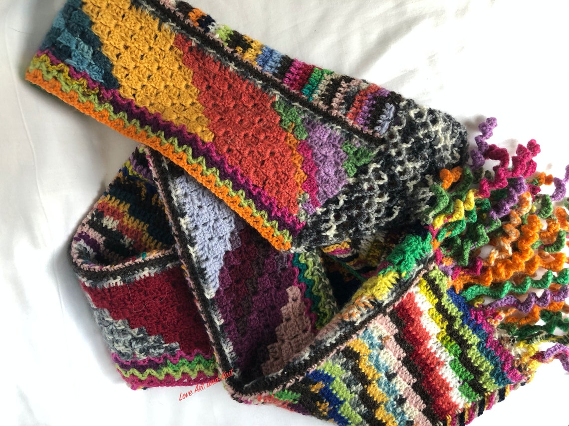 Crochet Scarf Colourful Scarf - Etsy
