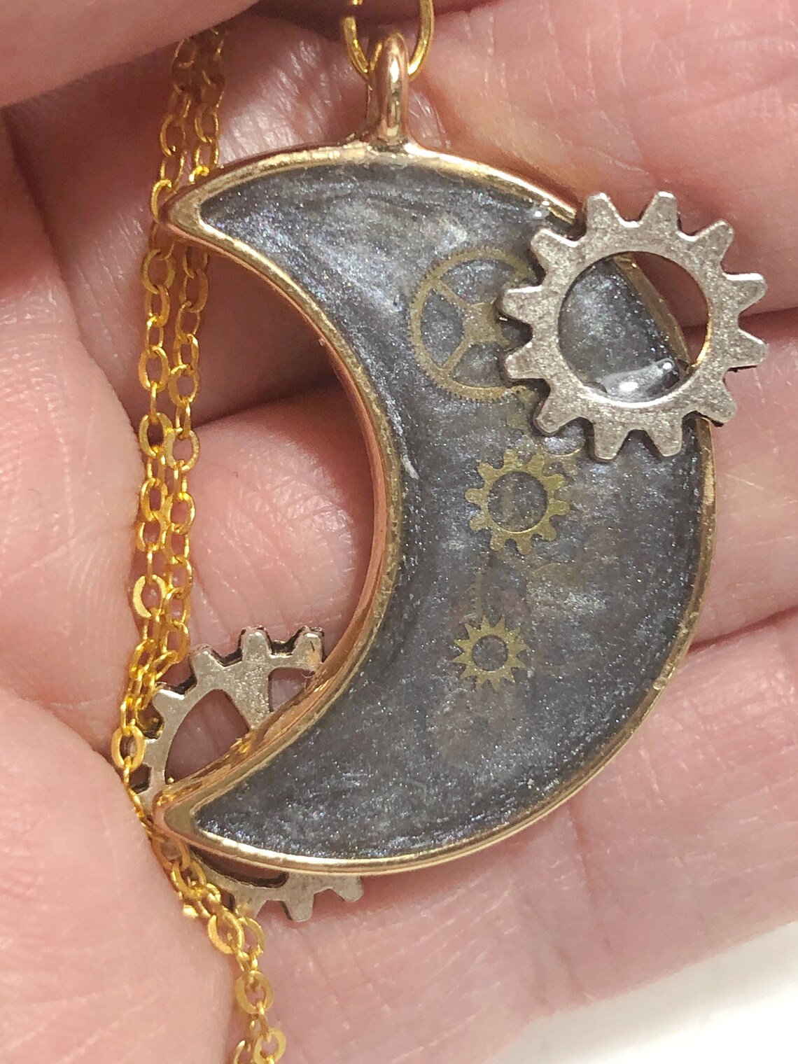 Pendant Unique Jewellery Resin Moon Pendant - Etsy