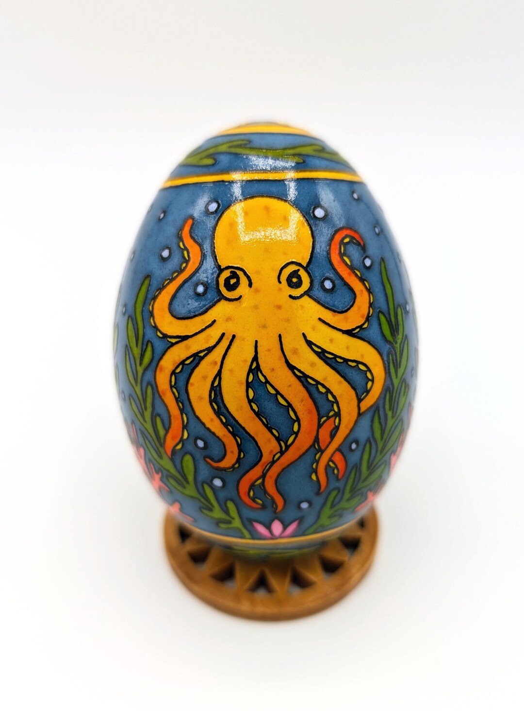 Ocean Trio Pysanky Goose Egg – Hand-dyed Batik Egg With Seahorse ...
