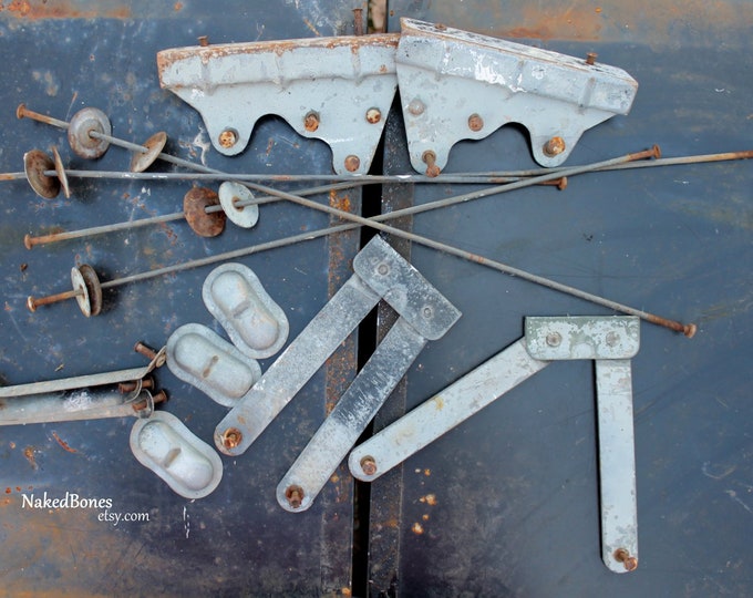 Salvaged Step Ladder Parts - Metal Parts for Wooden Ladder - Vintage ...