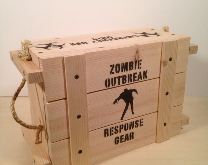 Medium Wooden Military Style Crate, Zombie Outbreak Response Gear ...