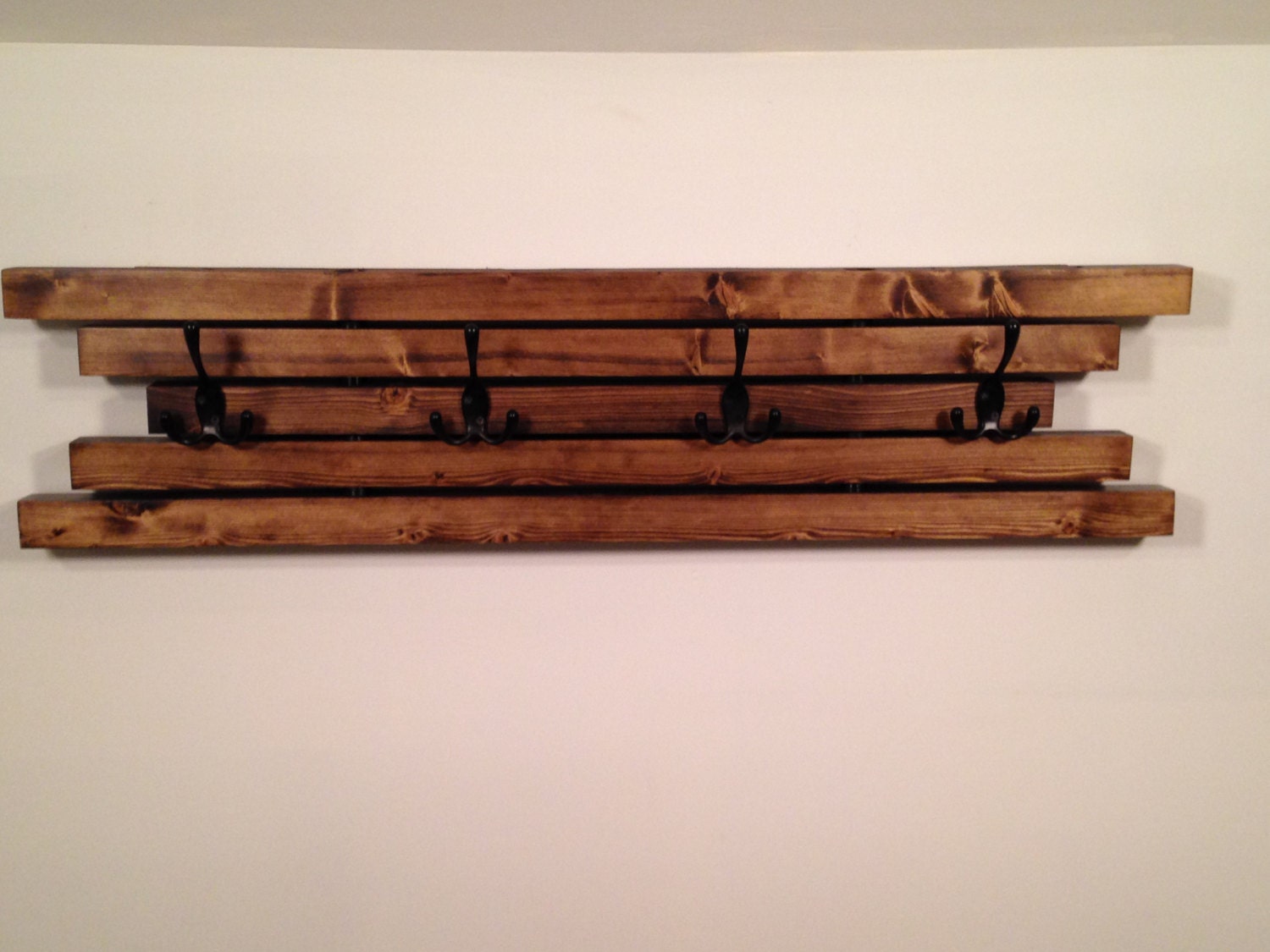 Rustic Wall Mount Wooden Coat Rack - 4 Hook Coat Hanger - Etsy