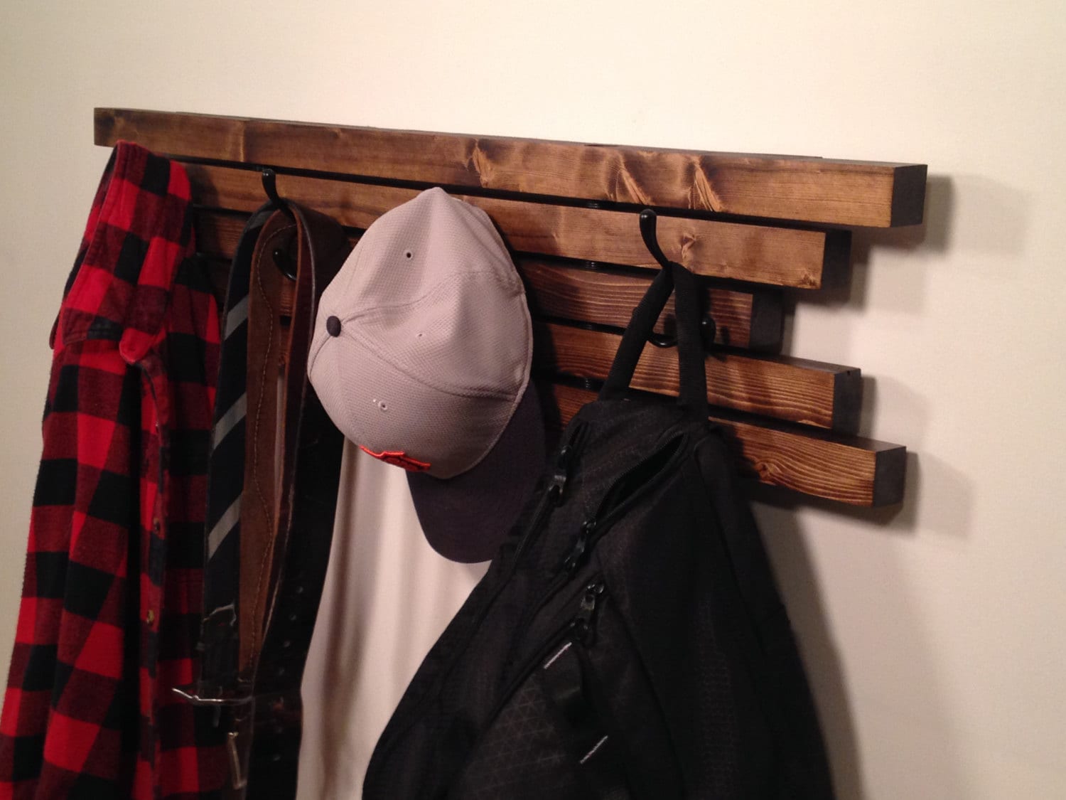 Rustic Wall Mount Wooden Coat Rack - 4 Hook Coat Hanger - Etsy