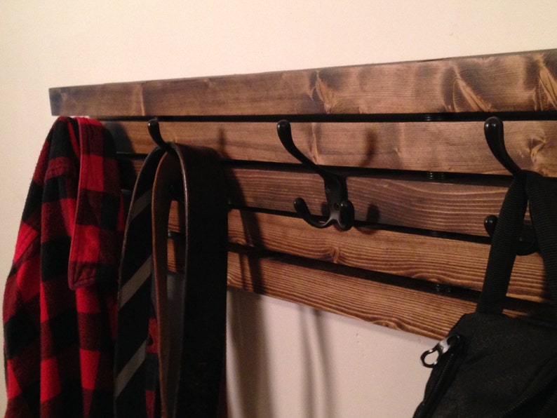 Rustic Wall Mount Wooden Coat Rack - 4 Hook Coat Hanger - Etsy