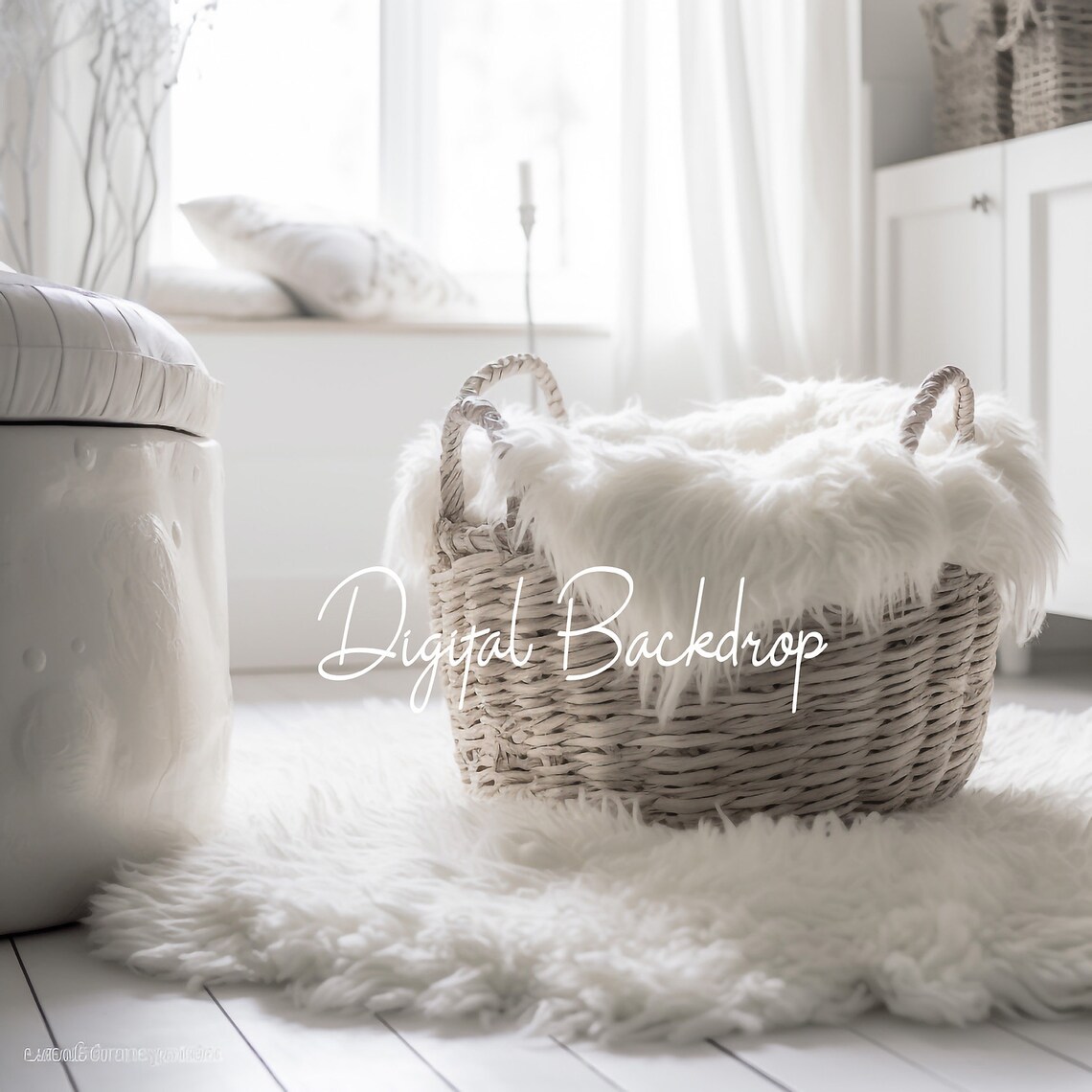 Newborn Basket Digital Backdrop - Etsy