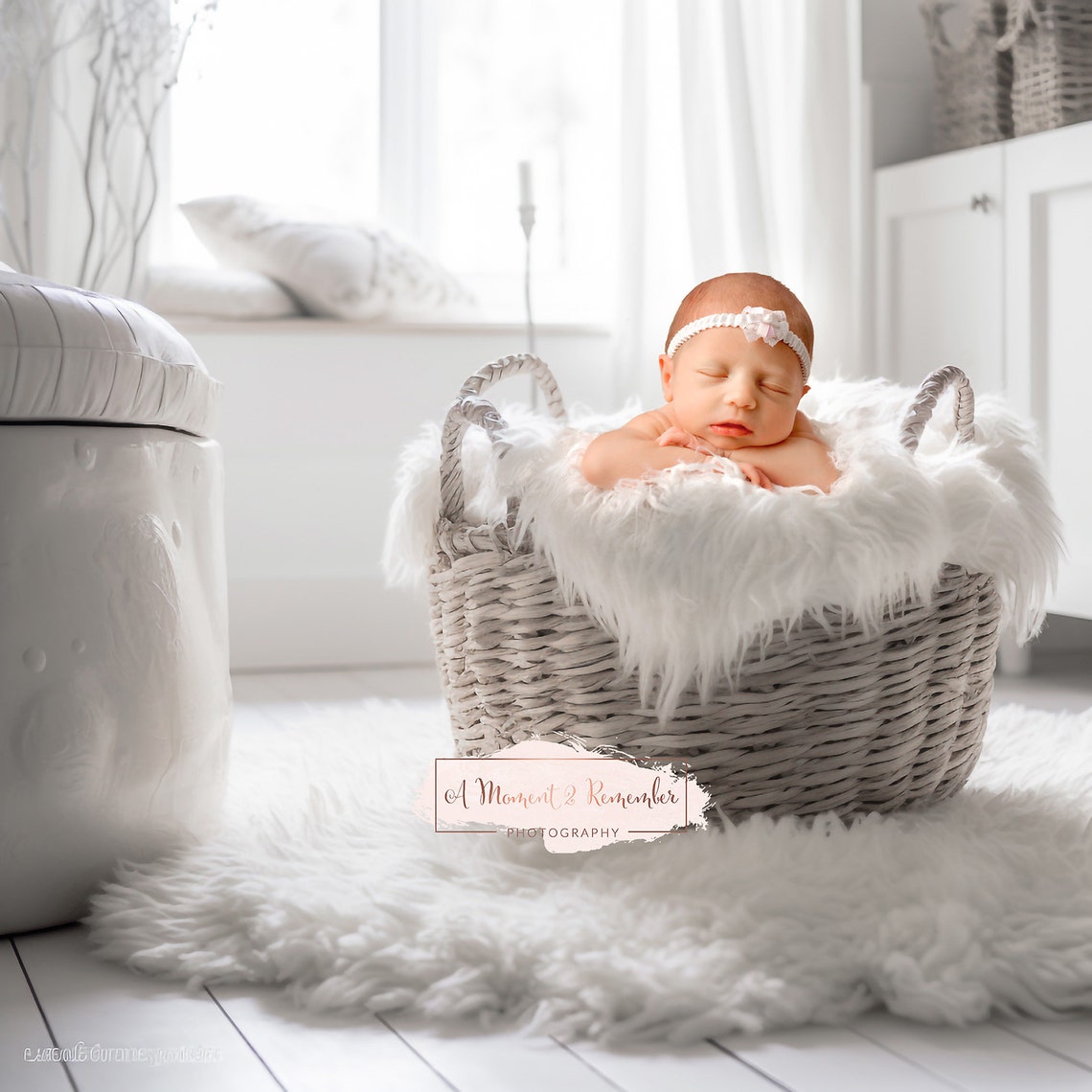 Newborn Basket Digital Backdrop - Etsy