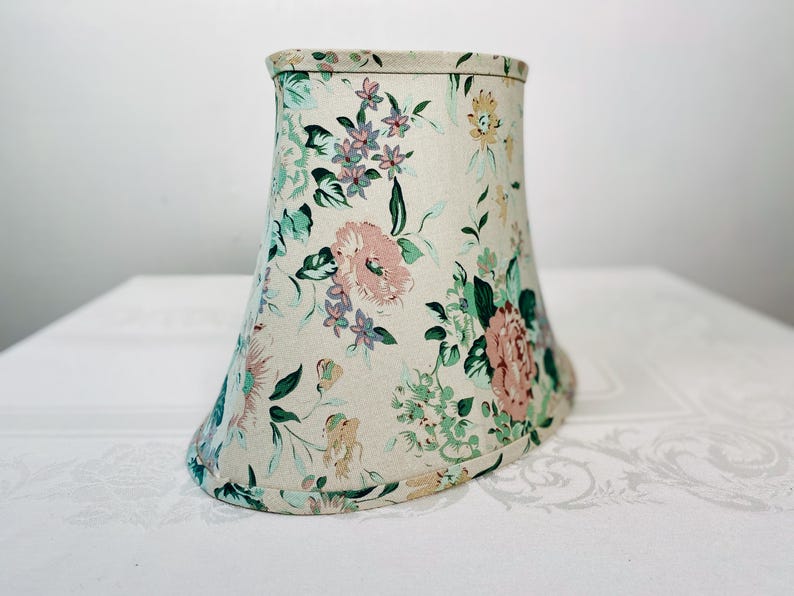 Vintage Cottagecore Table Lamp Shade Floral Fabric Bell Oval 9 X 9.25 X ...
