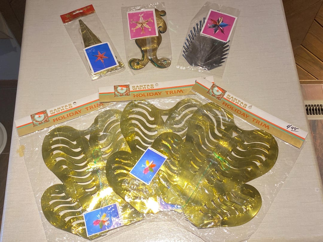Vintage NOS Mid Century Christmas Foil Mylar Decor Hanging Decorations ...