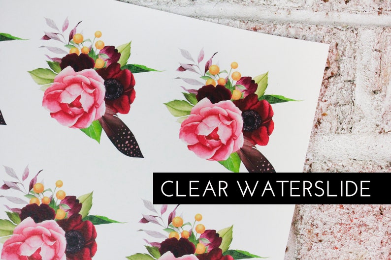 Boho Floral waterslide decals glitter tumbler decals ready | Etsy