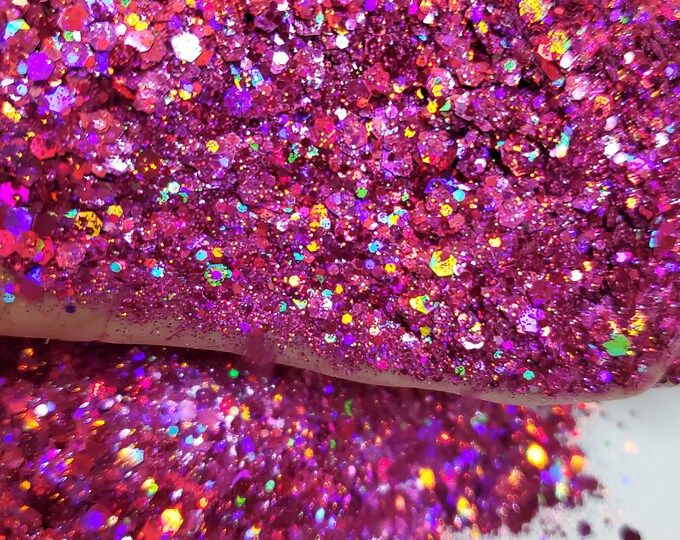 Roller Rink Pink Glitter Pink Holo Glitter Custom Mix Holo - Etsy