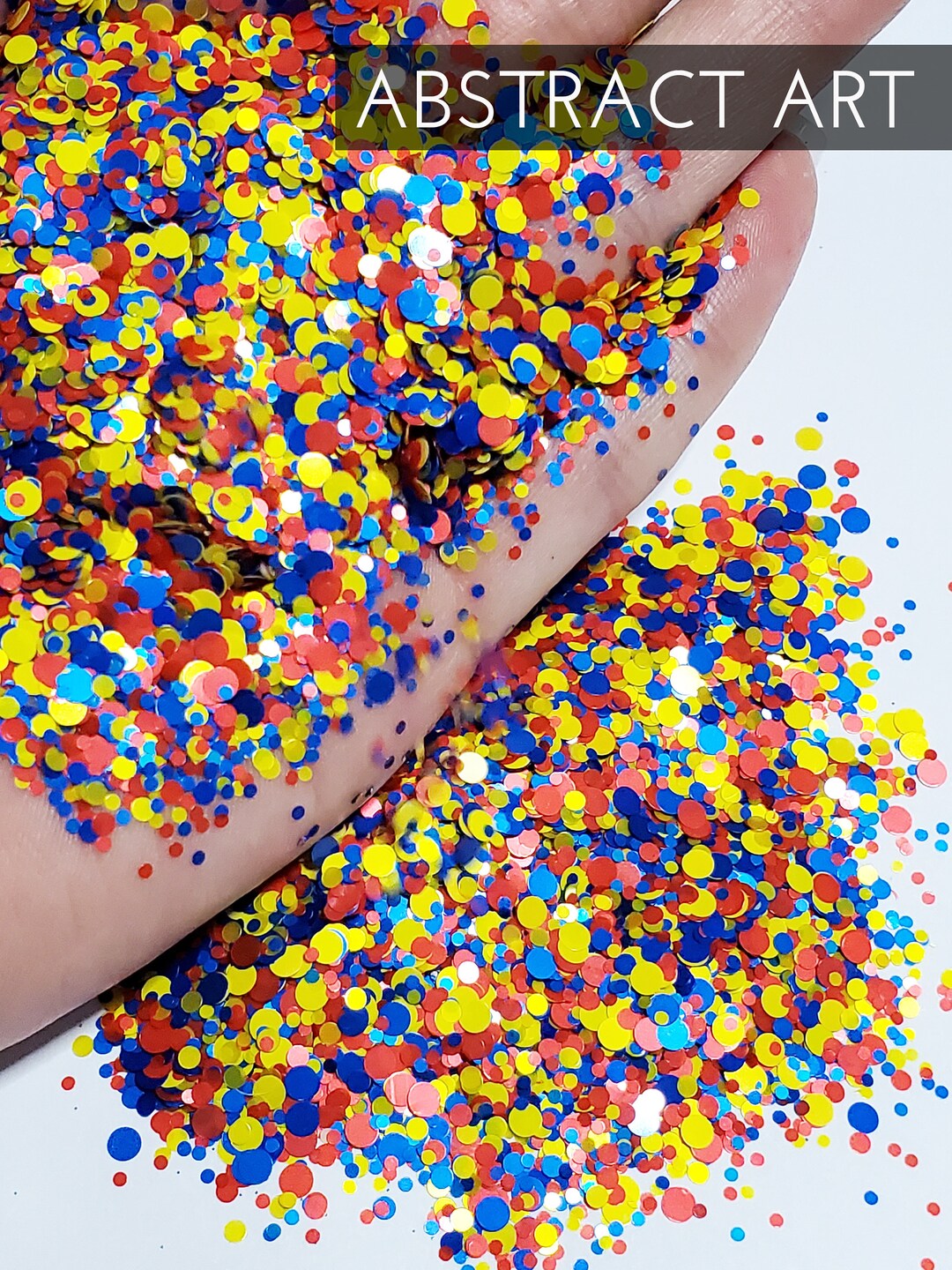 Abstract Art Custom Mix Primary Color Dot Glitter, Red, Yellow and Blue ...
