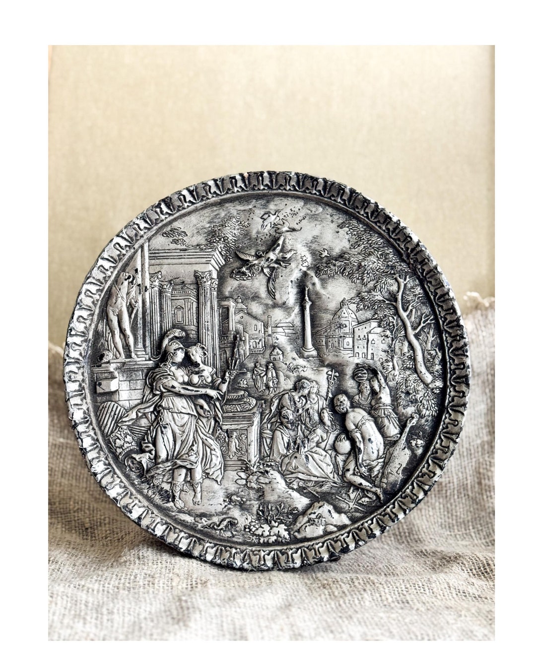 Vintage Embossed Wax Wall Plaque: Greek Motif Silver Plate - Etsy