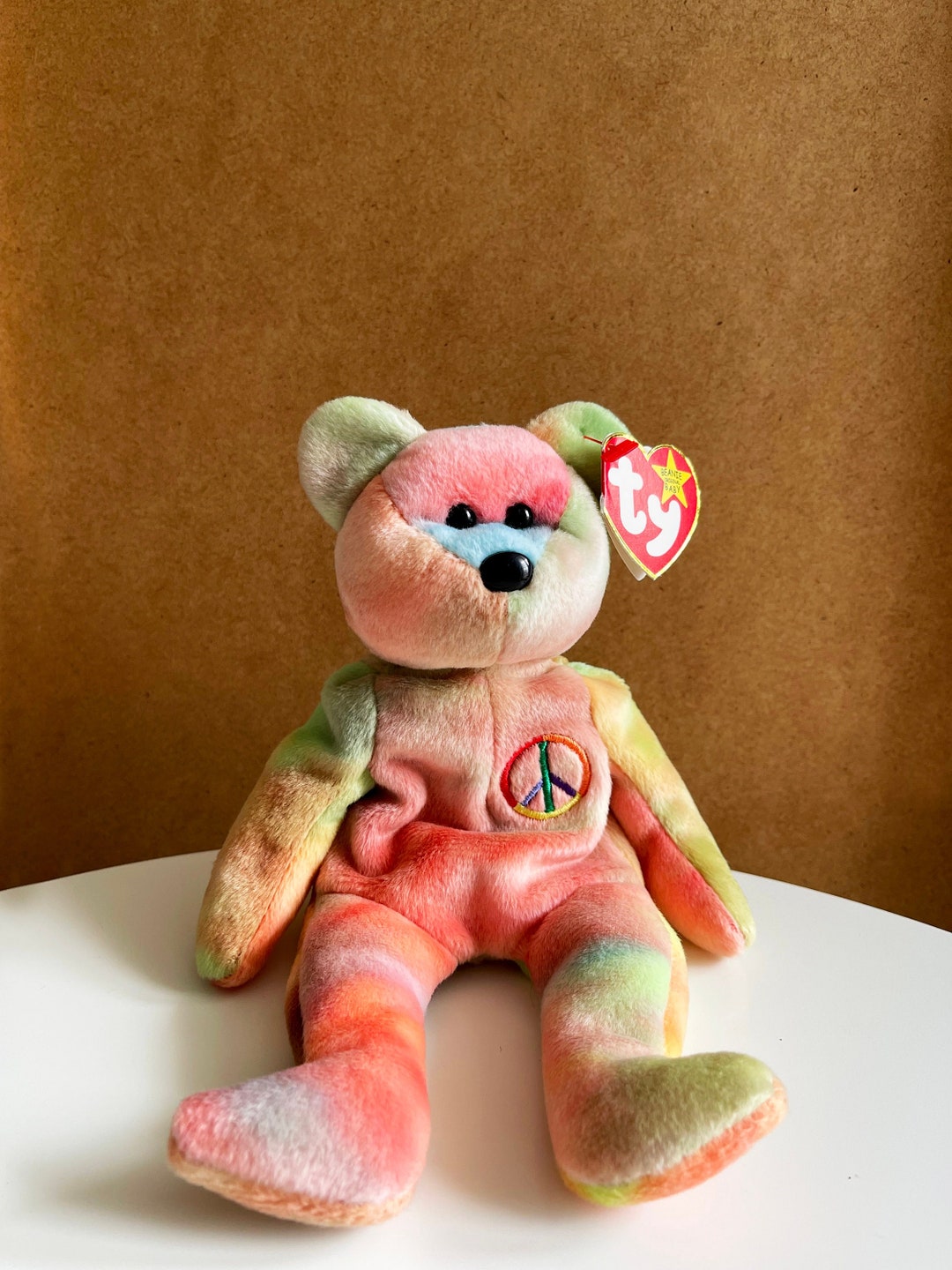Peace Beanie Baby: 1996 Ty Rainbow Peace Bear Collectible - Etsy