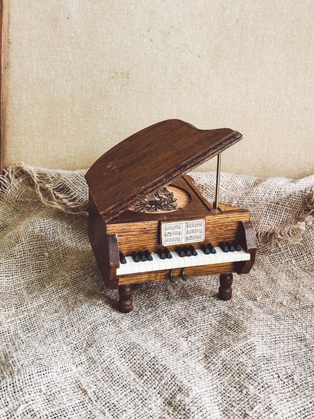 Wooden Baby Grand Piano Coasters Holder Shabby Rustic Decor Mid-century ...