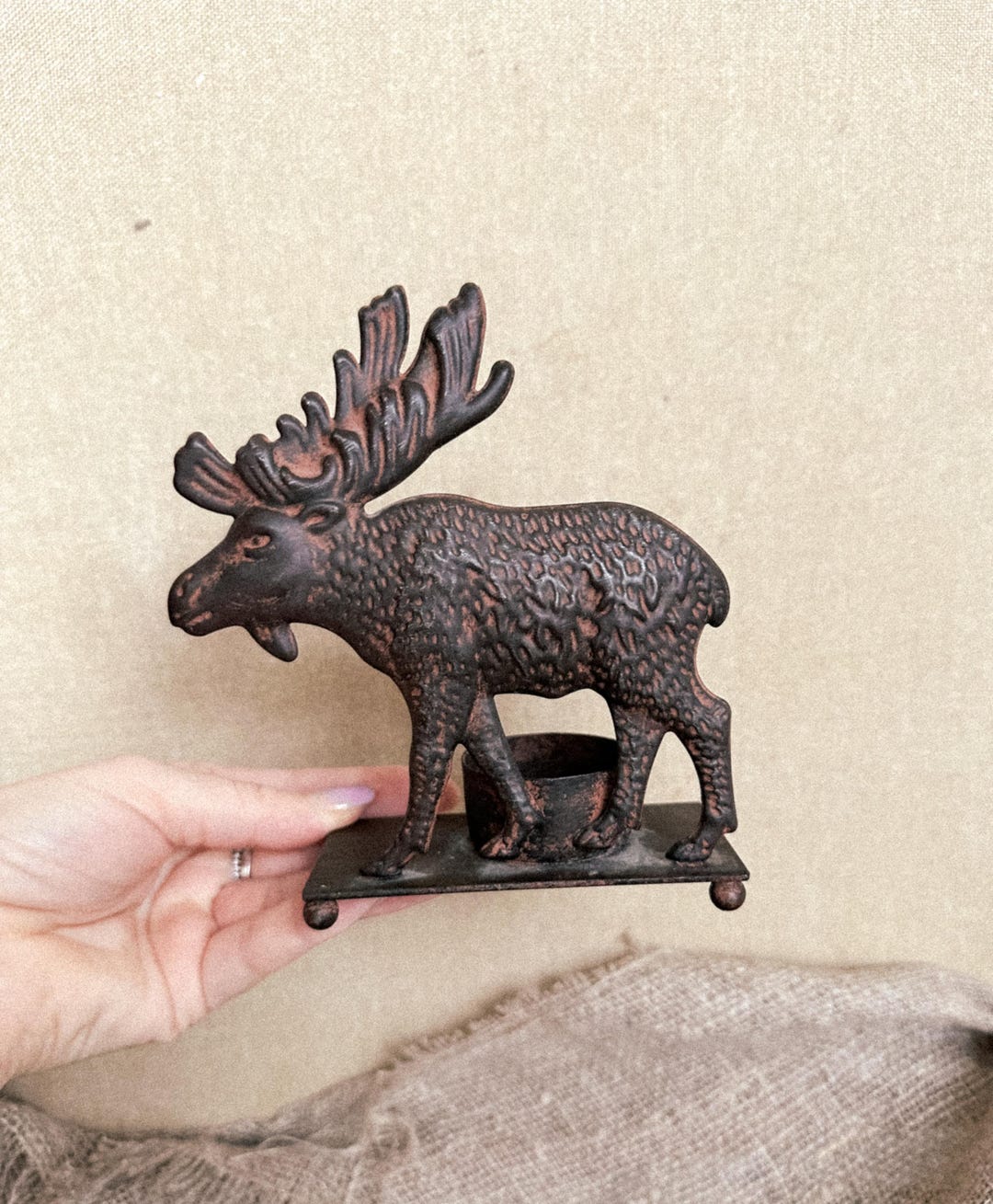Rusty Moose Candle Holder: Vintage Cabin Decor - Etsy