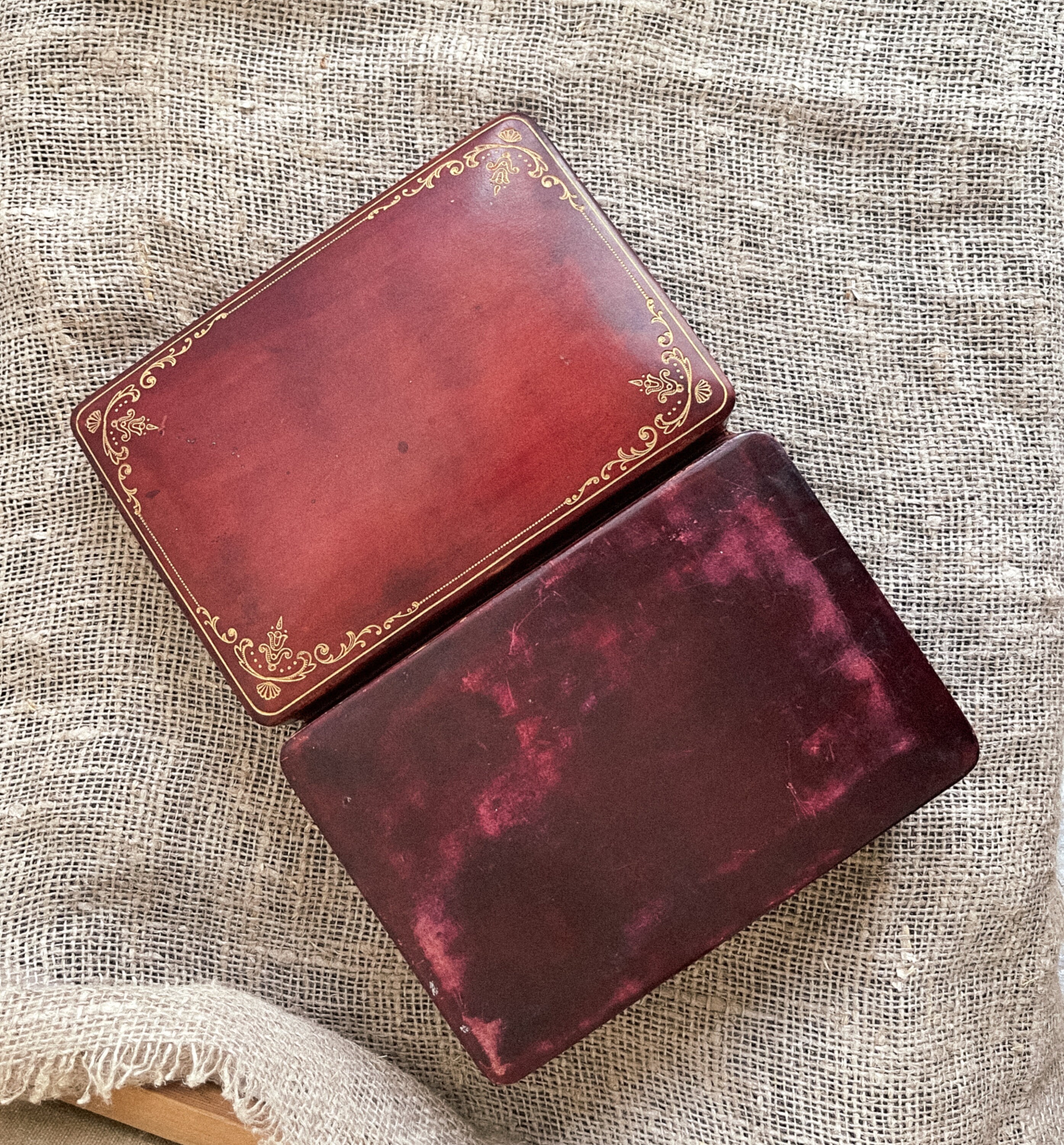 Vintage Italian Leather Jewelry Box: Burgundy Red, Mid Century Souvenir ...
